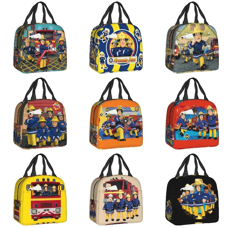 Fireman-Sam-Insulated-Lunch-Bag-for-Women-Cartoon-Firefighter-Resuable ...