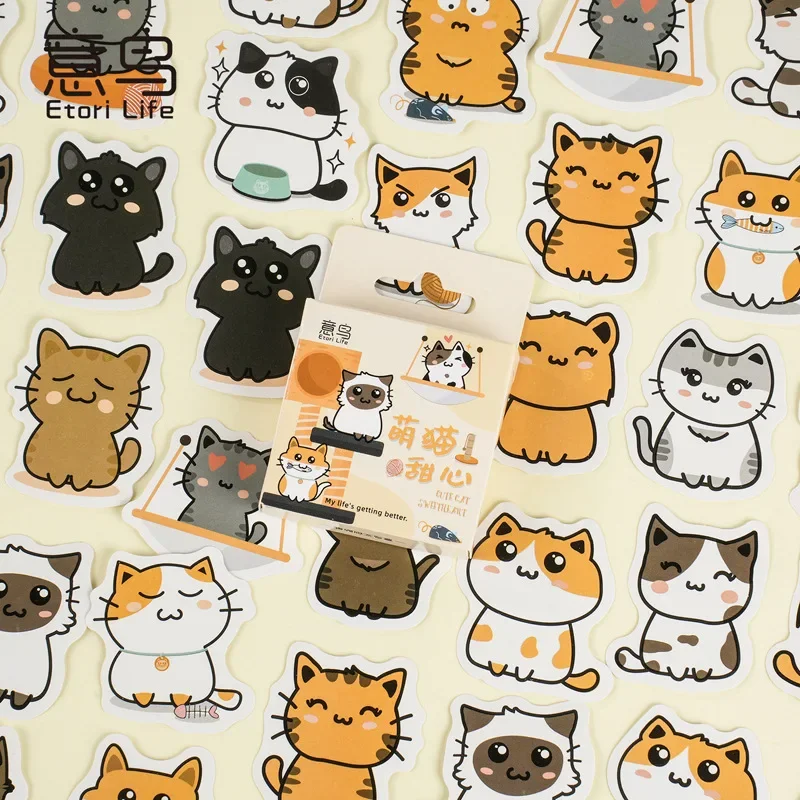 45-Pcs-Cute-Cat-Stickers-Vinyl-Decals-Animals-Kitten-Sticker-For ...