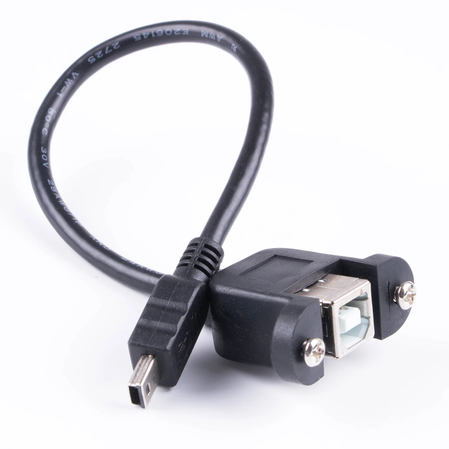Mini USB to USB Type B Screw Panel Mount Extension Cable