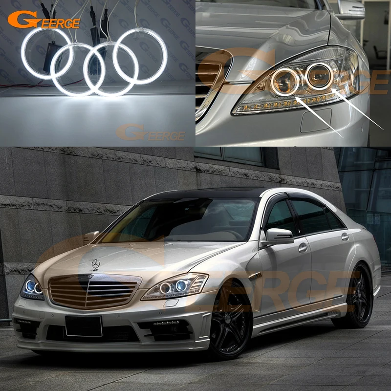 لمرسيدس بنز S Class W221 2010 2011 2012 2013 تصفيف ممتاز جدا مشرق CCFL عيون الملاك هالو خواتم ...