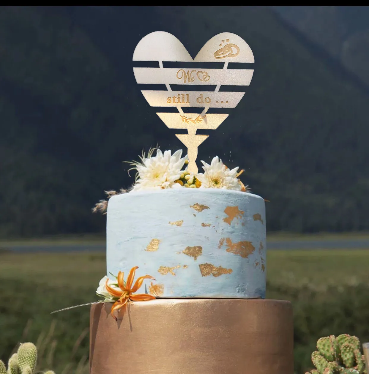 Rustic Heart Wedding Cake Toppers