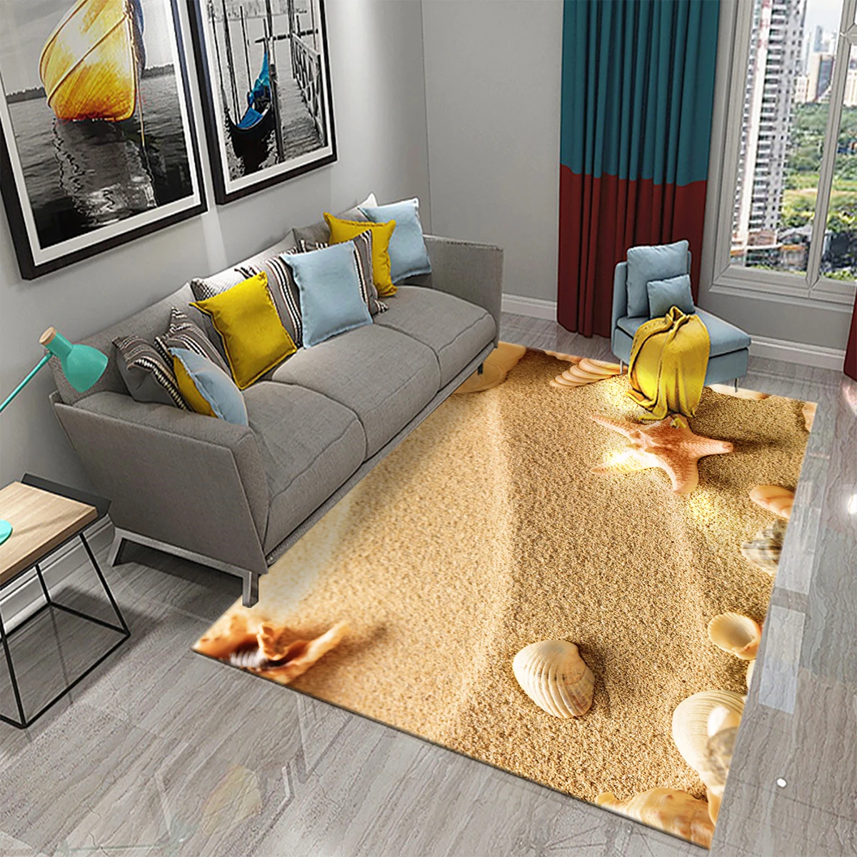 Seaside Sand Carpet Shell Starfish Beach Mat per bagno wc ingresso ...