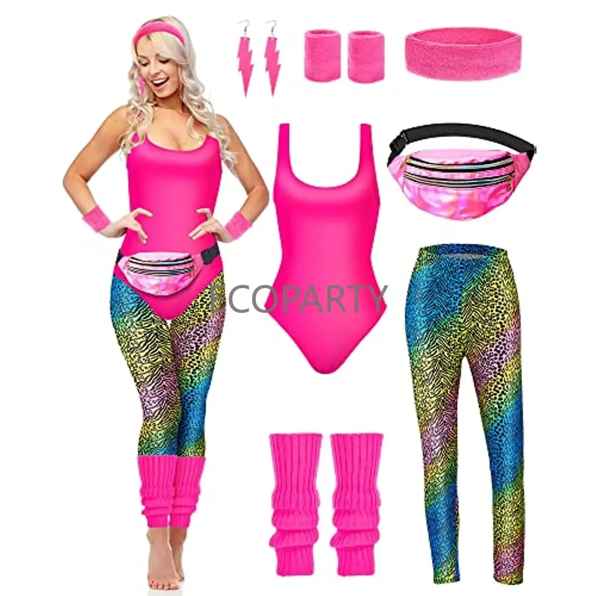 7-Pcs-80s-Fancy-Workout-Costume-80s-Accessories-Set-80s-90s-Leotard ...