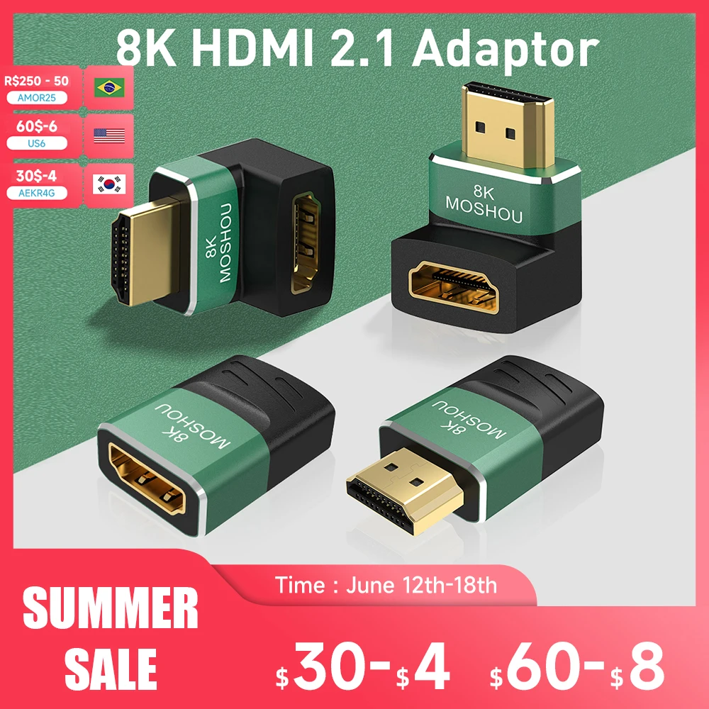 MOSHOU Adaptador de Cable 8K HDMI 2,1, convertidor de Cable macho a hembra para ordenador ...