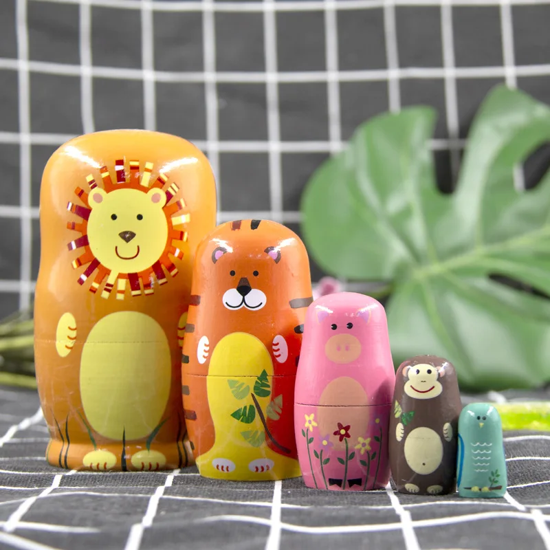 New-Russian-Matryoshka-Wooden-Cartoon-Animal-Animation-Tiger-Five-layer ...
