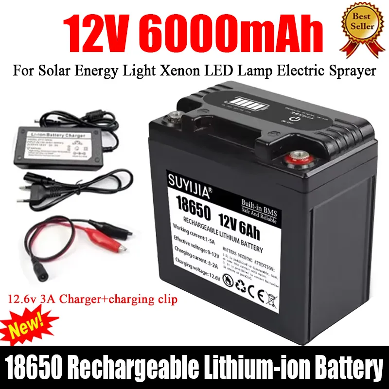 18650-Battery-12V-6Ah-Rechargeable-Lithium-Battery-Pack-for-Solar ...