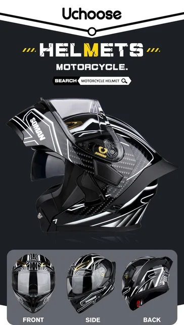 Soman Logo SOMAN Motorcycle Electric Bicycle Dual Lens Riding Helmet,