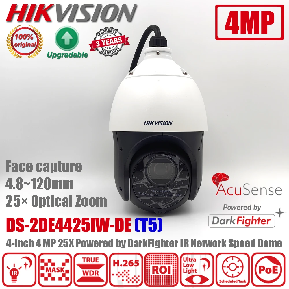 Original Hikvision DS 2DE4425IW DE(T5) 4 inch 4MP 25X Powered by DarkFighter IR AcuSense Network ...