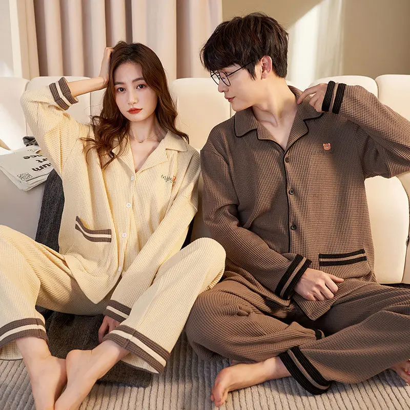 Spring-and-Autumn-Long-sleeved-Korean-Cardigan-Cotton-Sleepwear-Two ...