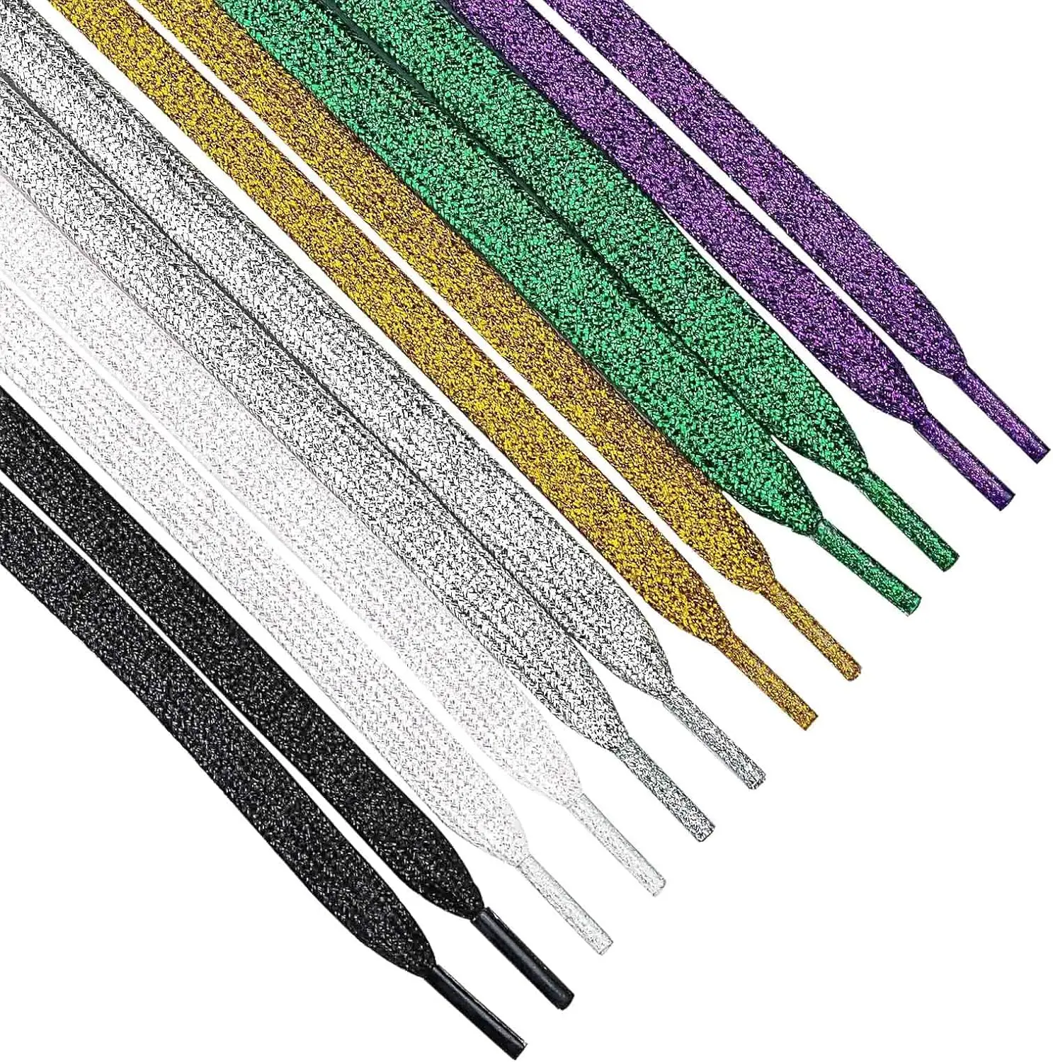 19 Colors Shiny Gold and Silver Colorful Bright Shoelaces 100-140cm ...