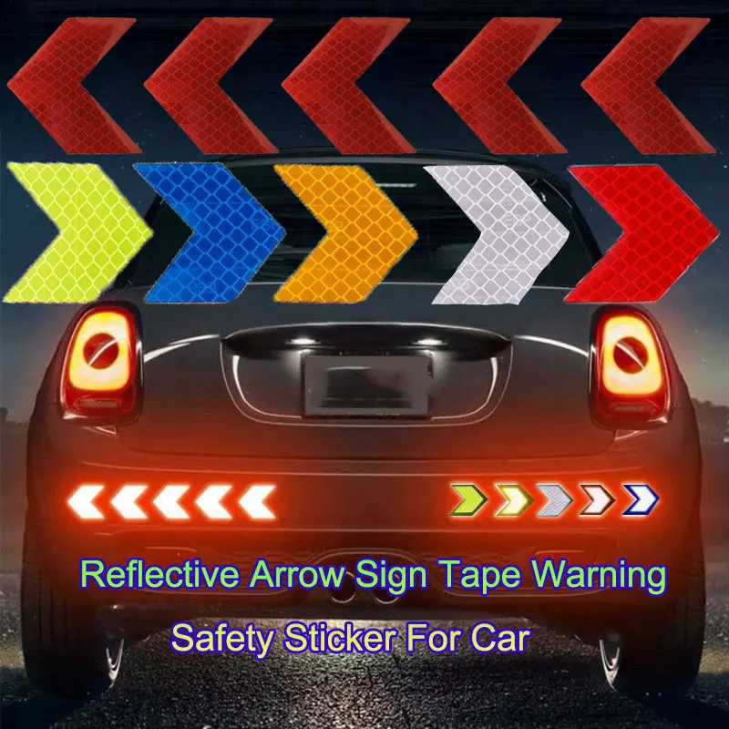 10-Pcs-Reflective-Arrow-Sign-Tape-Warning-Safety-Sticker-For-Car-Bumper ...