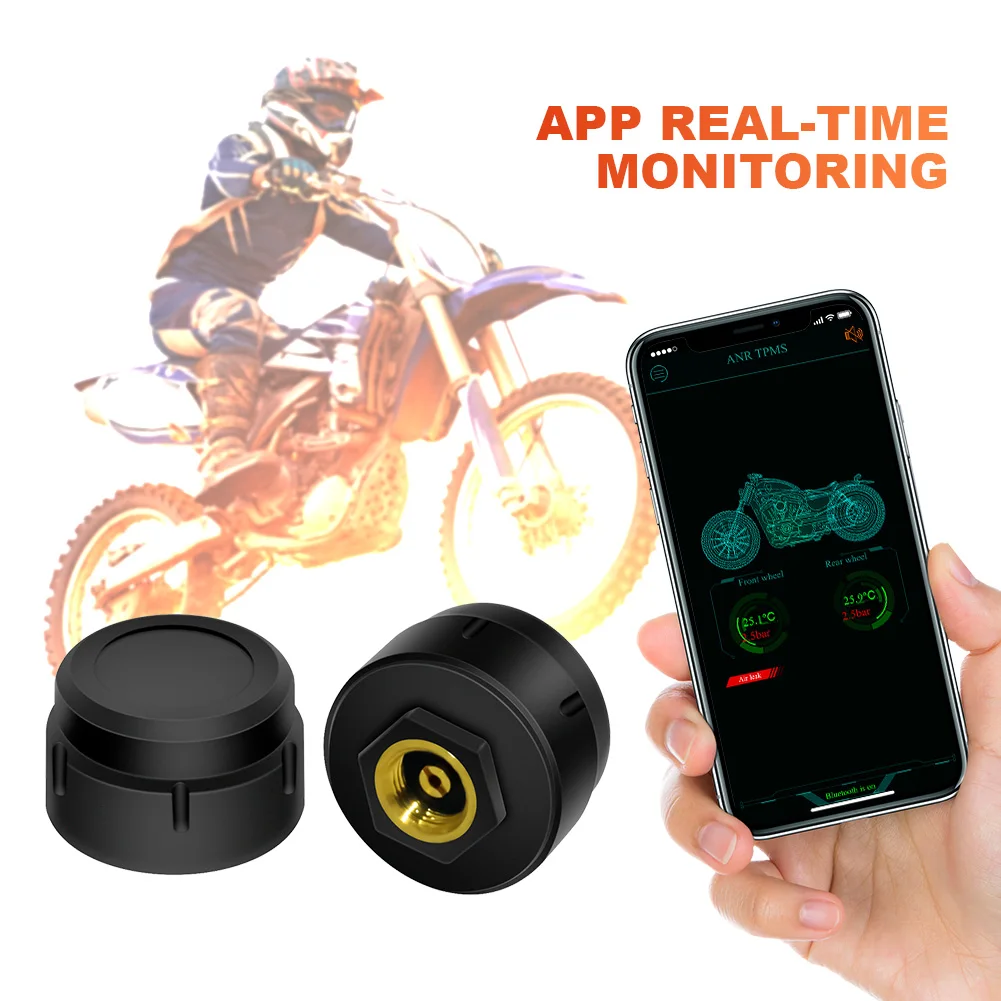 Motorcycle Tire Pressure Sensors TPMS Bluetooth 5.0 Tire Pressure ...