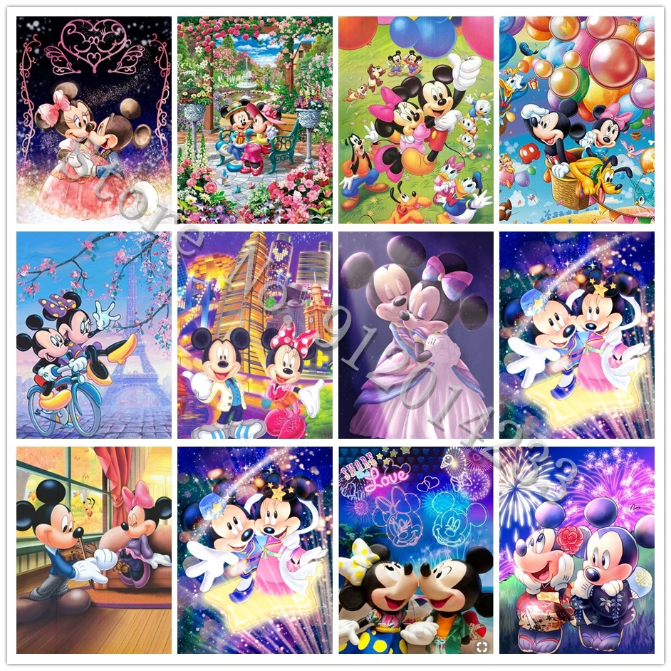Mickey Minnie 5D Diy Diamond Painting Disney Cartoon Full Square Round ...