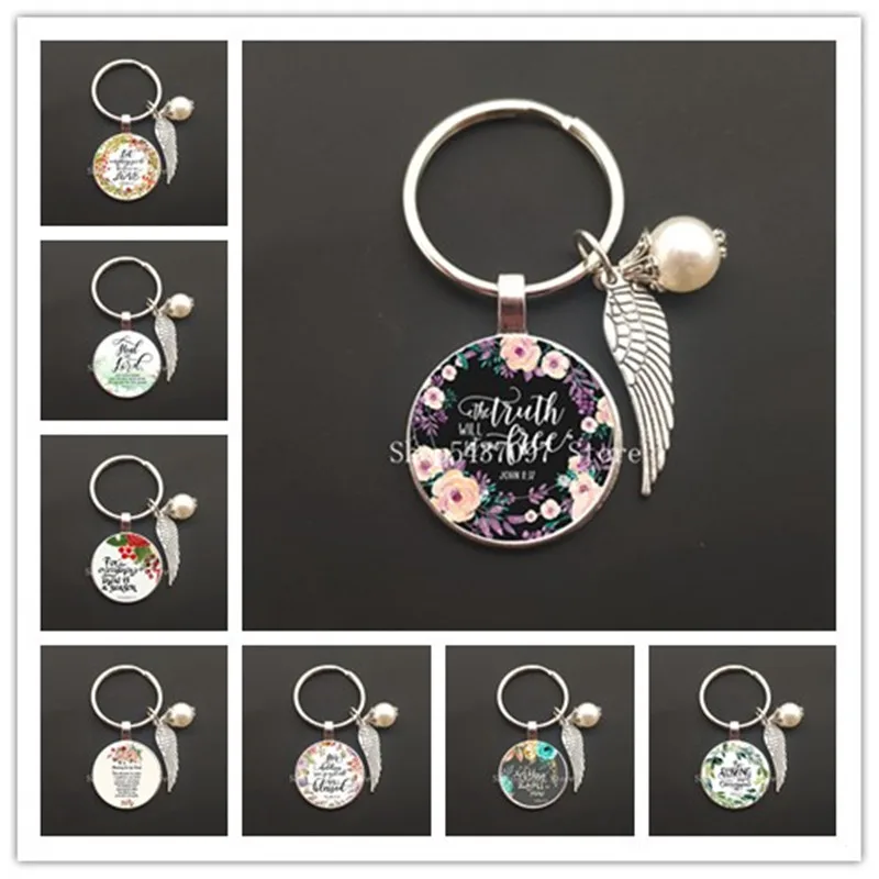 new-fashion-bible-verse-key-chains-handmade-glass-key-ring-scripture ...