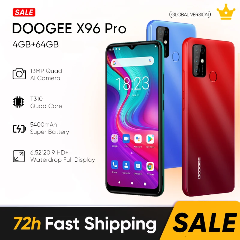 DOOGEE-X96-Pro-Smartphone-4GB-RAM-64GB-ROM-Quad-Core-13MP-Quad-Kamera ...