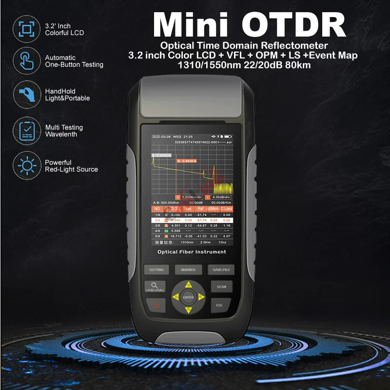 Mini-OTDR-AK-500A-B-Fiber-Optic-Reflectometer-1310-1550nm-22dB-Event ...