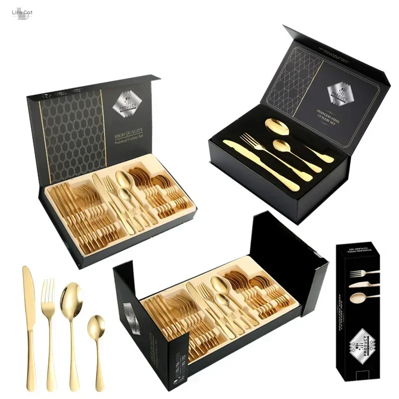 Dinnerware-Set-Golden-Cutlery-Set-Stainless-Steel-Knife-Fork-Spoon ...