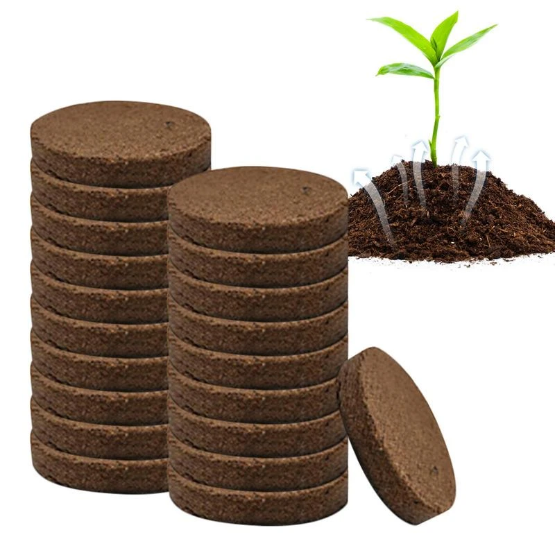 20pcs Coconut Fiber Coir Pellet Soil Seeds Starter Compression Pellet ...