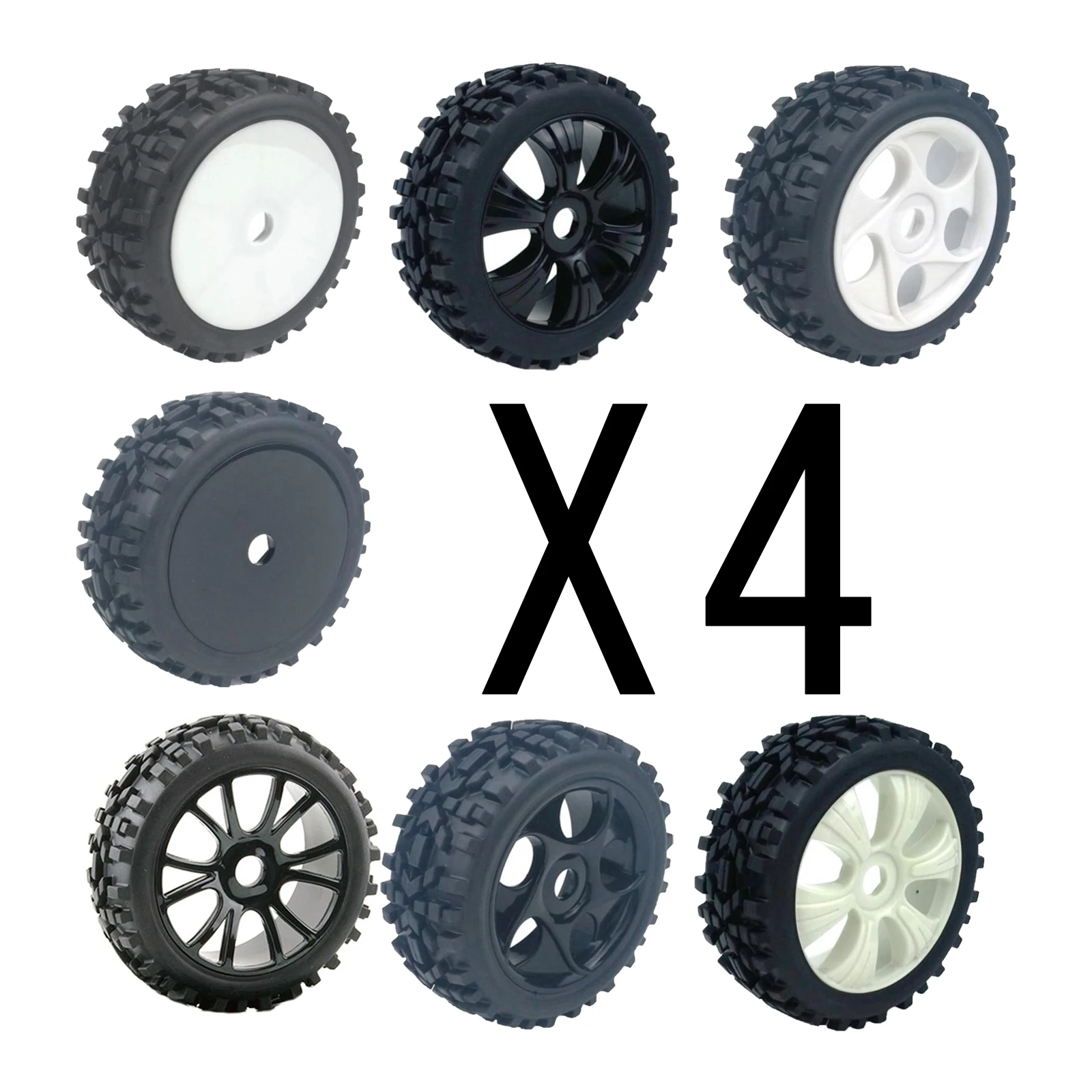 4PCS 고무 바퀴 타이어 범용 1/8 스케일 트럭 오프로드 크롤러 모델 DIY 어셈블리 수정 교체 액세서리 ...
