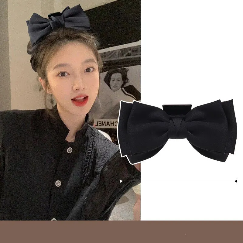 Black Large Bow Headdress Hair Clips Female Back Of The Head Grab Clip ...