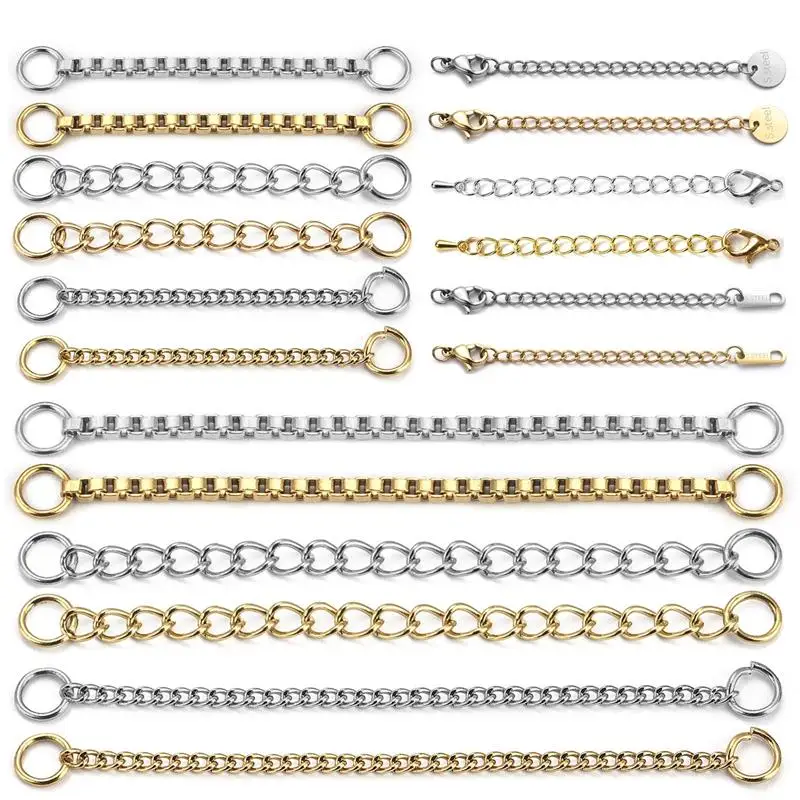 10pcs-lot-Stainless-Steel-Extension-Extended-Tail-Chains-Lobster-Clasps ...