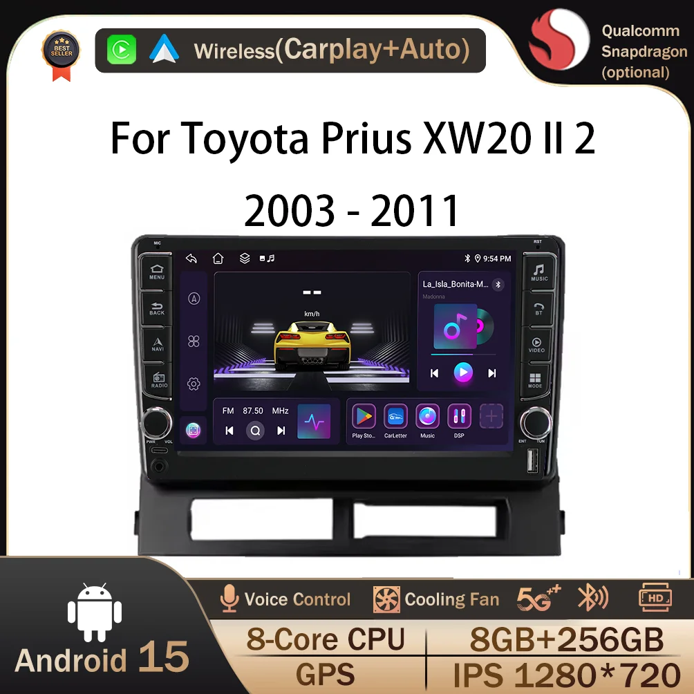 אנדרואיד 15 עבור טויוטה פריוס XW20 ll 2 2003 - 2011 נגן וידאו 2 Din ...