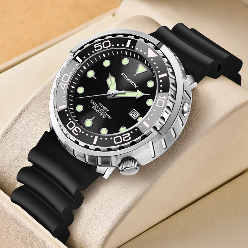 FOXBOX-Mens-Watches-5ATM-Sports-Waterproof-Quartz-Wristwatch-Luminous ...