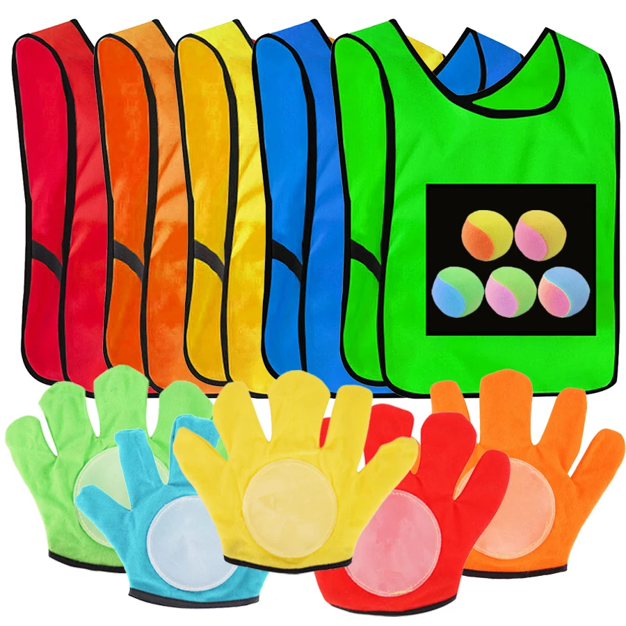 Sticky Ball Vest Gloves Set with 5pcs 6cm Soft Ball Outdoor Interactive ...