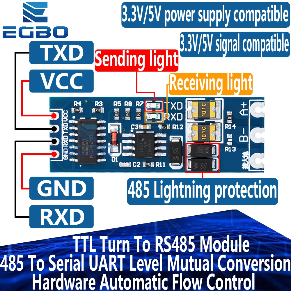 TTL-Turn-To-RS485-Module-485-To-Serial-UART-Level-Mutual-Conversion-Hardware-Automatic-Flow ...