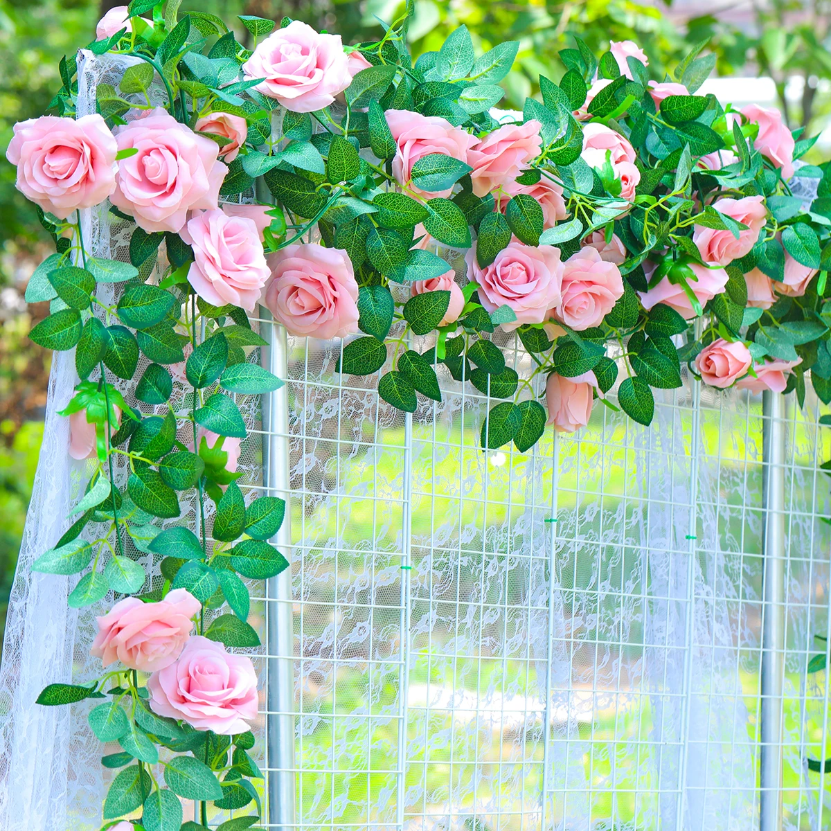 2pcs-2M-Silk-Artificial-Rose-Vine-Hanging-Flowers-Rattan-Fake-Plants ...