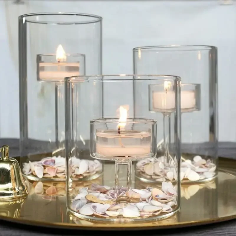 Glass-Candle-Holders-Set-for-Wedding-Centerpieces-Modern-Tealight ...