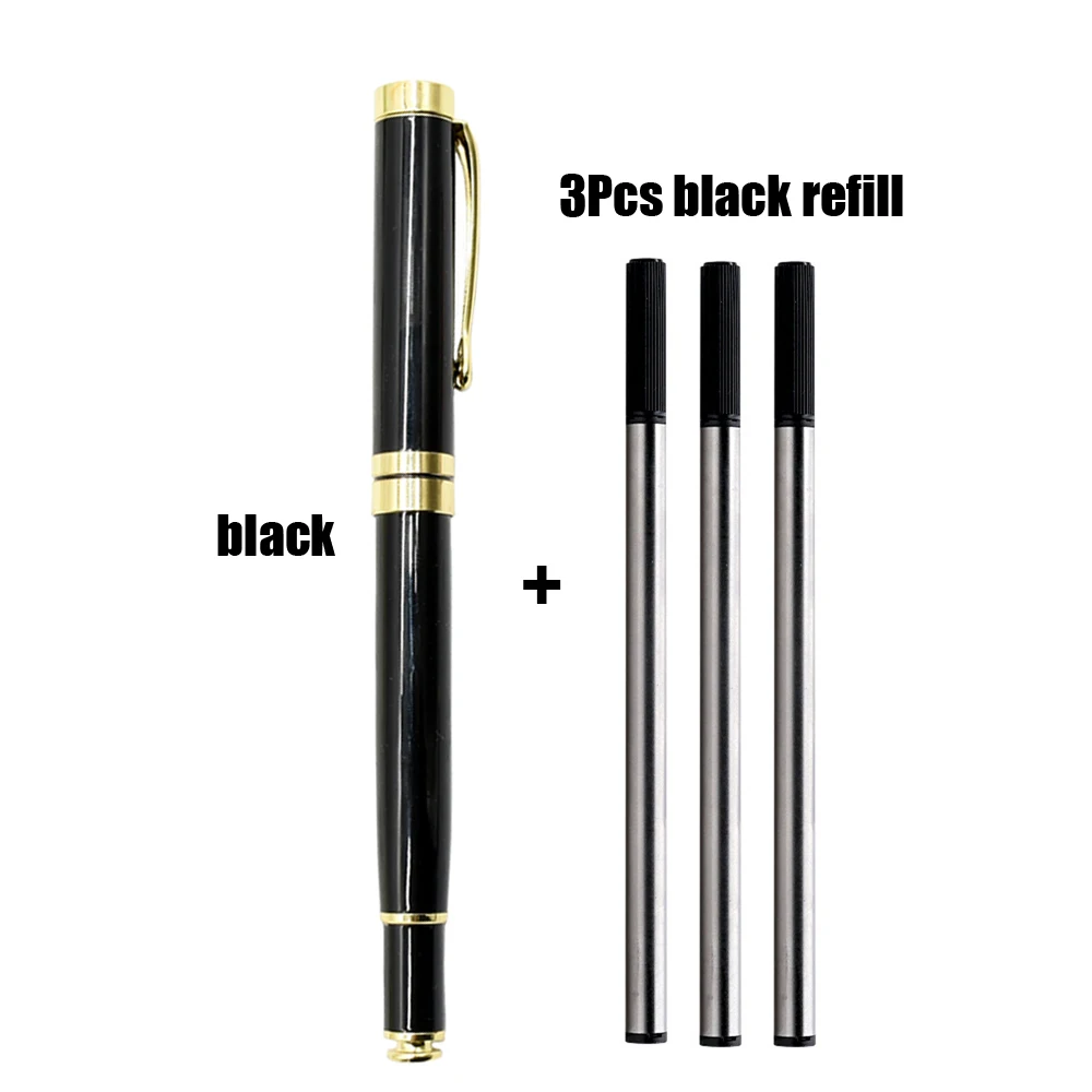 1-3Pcs-Luxury-High-Quality-Metal-Pen-0-5MM-Black-Rollerball-Pen ...