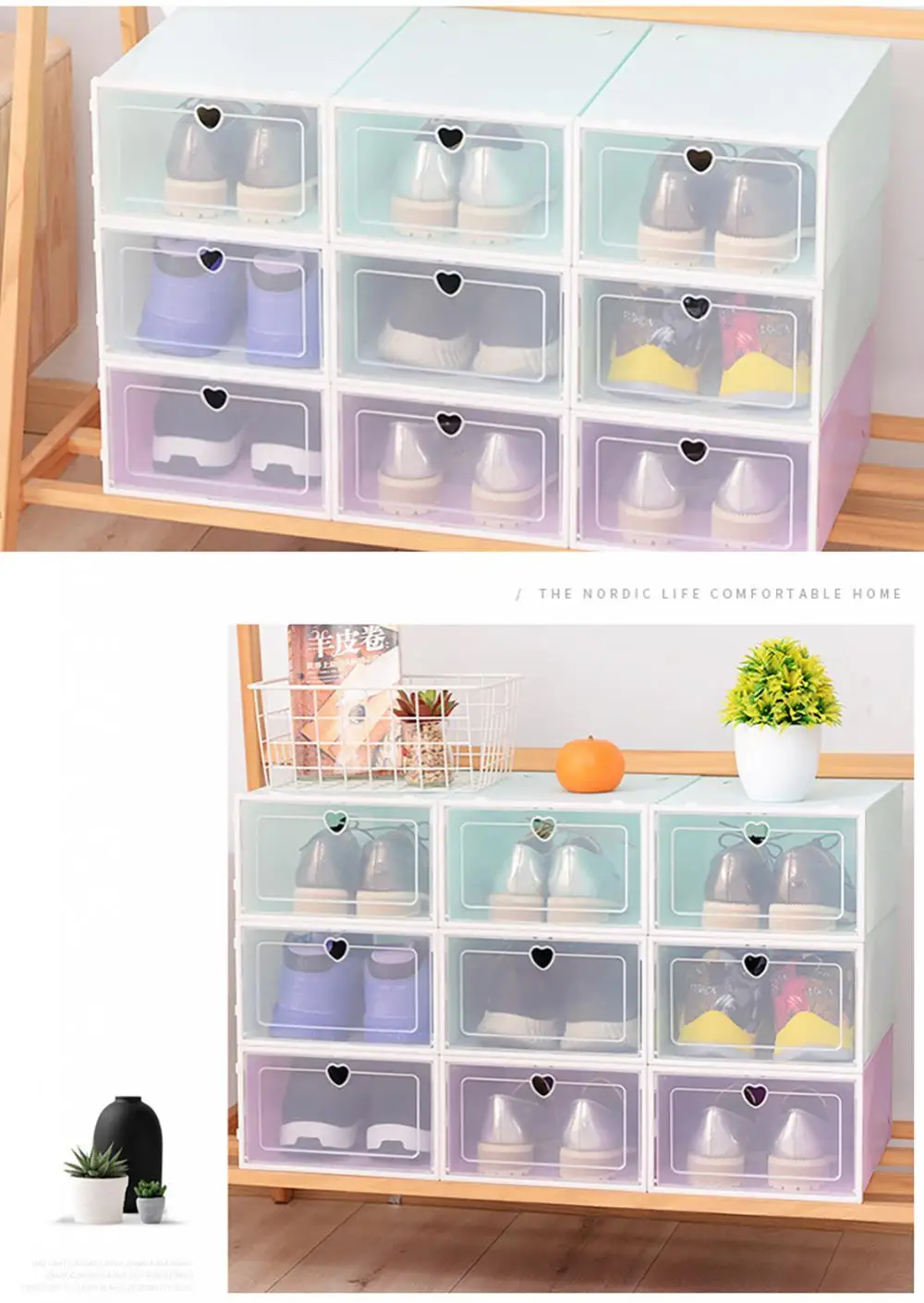 Caja de almacenamiento de zapatos transparente de acrílico, armario de plástico para colección ...