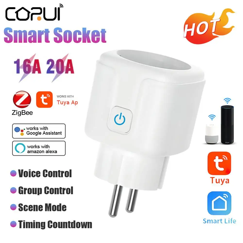 CORUI-Tuya-Smart-Zigbee-Power-Plug-EU-16A-20A-With-Power-Monitor-Smart ...