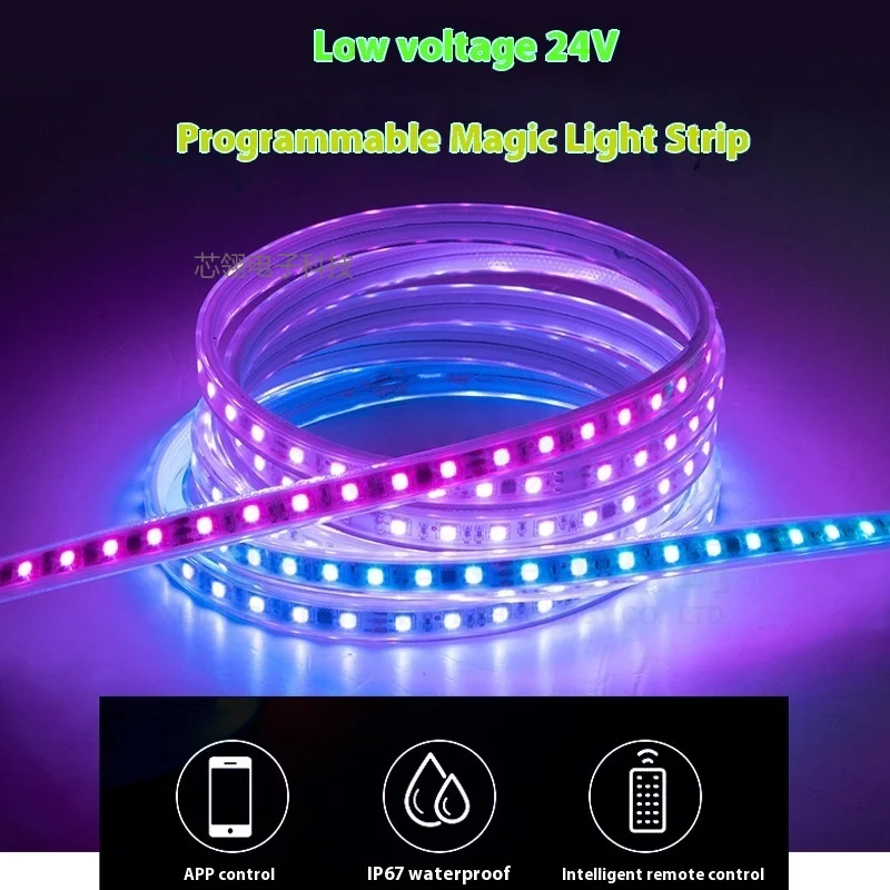 24V rubber-coated iridescent light strips are outdoor waterproof ...