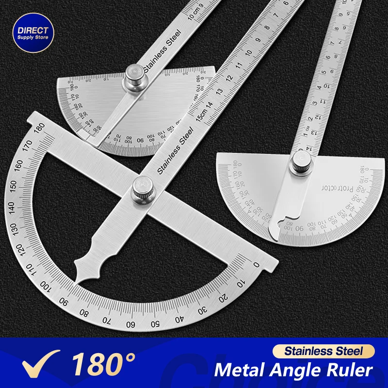 Stainless-Steel-180-Degree-Protractor-Metal-Angle-Ruler-professional ...
