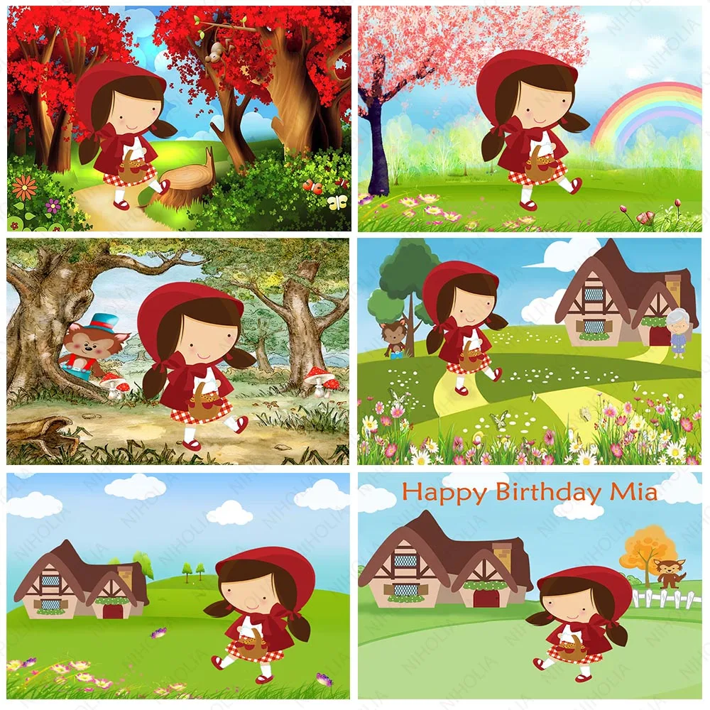 Little Red Riding Hood In The Forest Cartoon