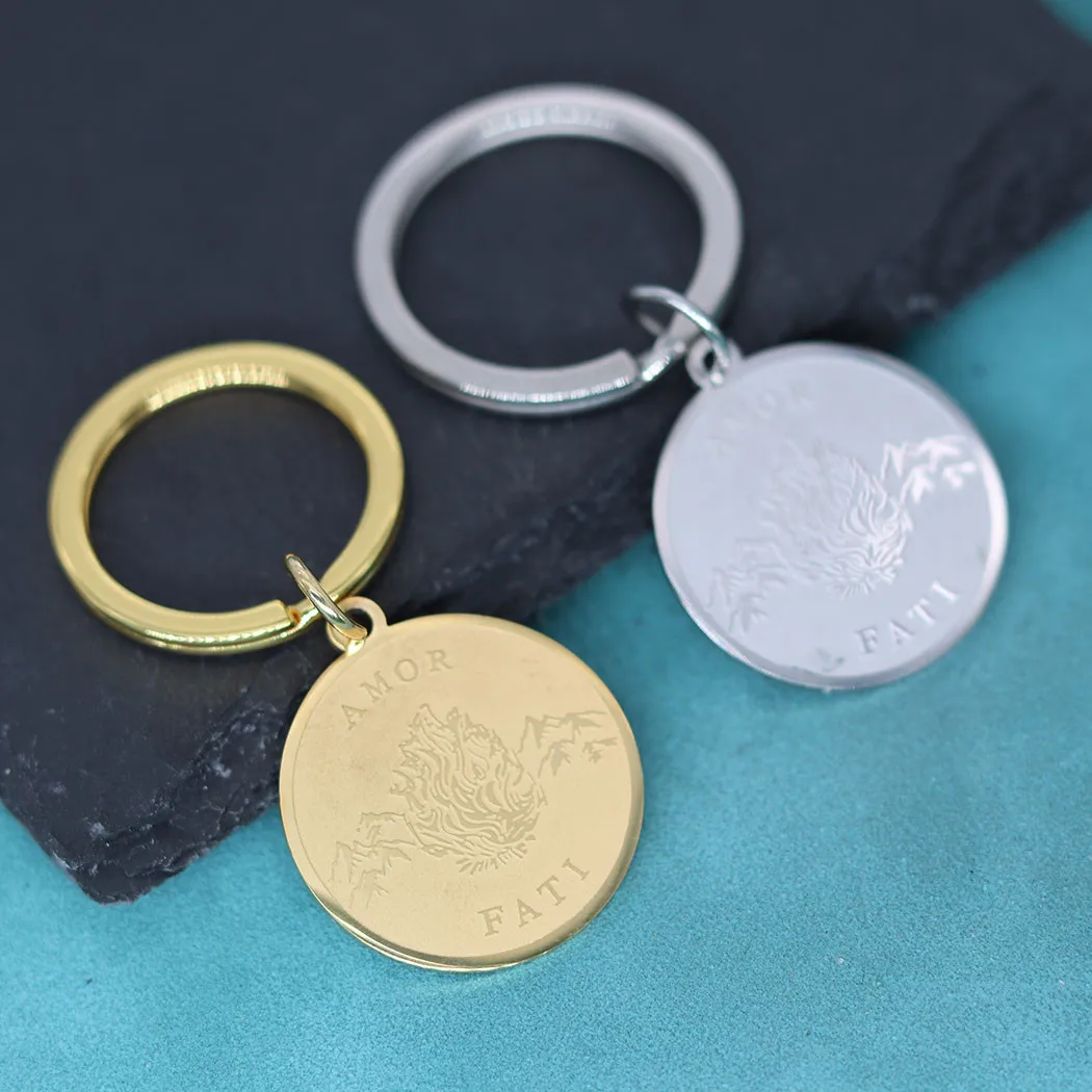 Nedar-Stainless-Steel-Amor-Fati-Pendant-Keychain-For-Women-Men-Key ...