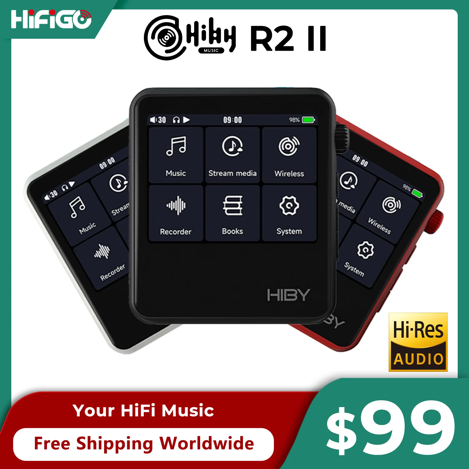 HiBy REPRODUCTOR de música portátil R2 II /R2 GEN 2, MP3, Bluetooth ...