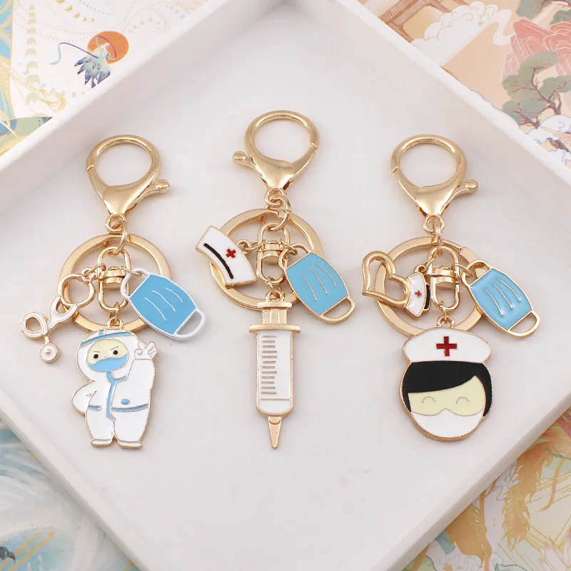 Lovely-Big-White-Medical-Angel-Key-Chain-Nurse-Doctor-Mask-Keychains ...