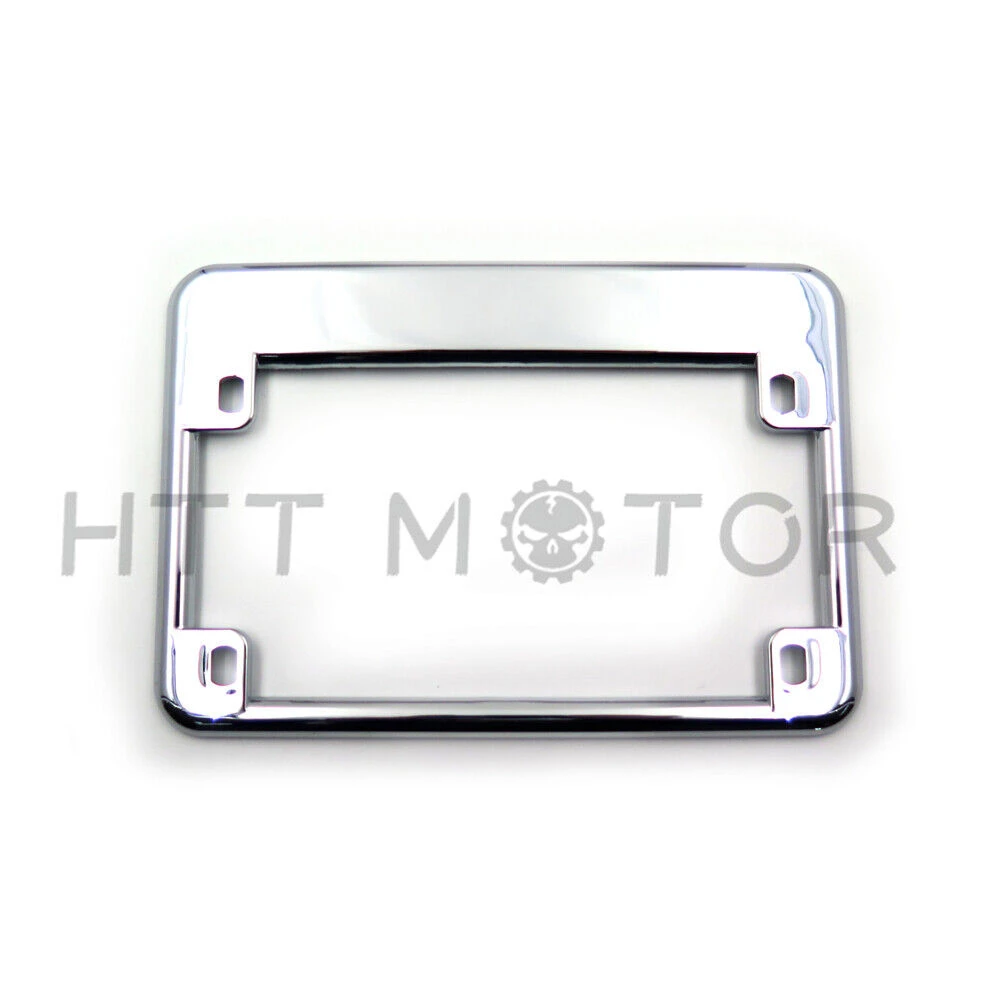 Chrome-Motorcycle-License-Plate-Frame-Surround-Cover-Universal-For ...