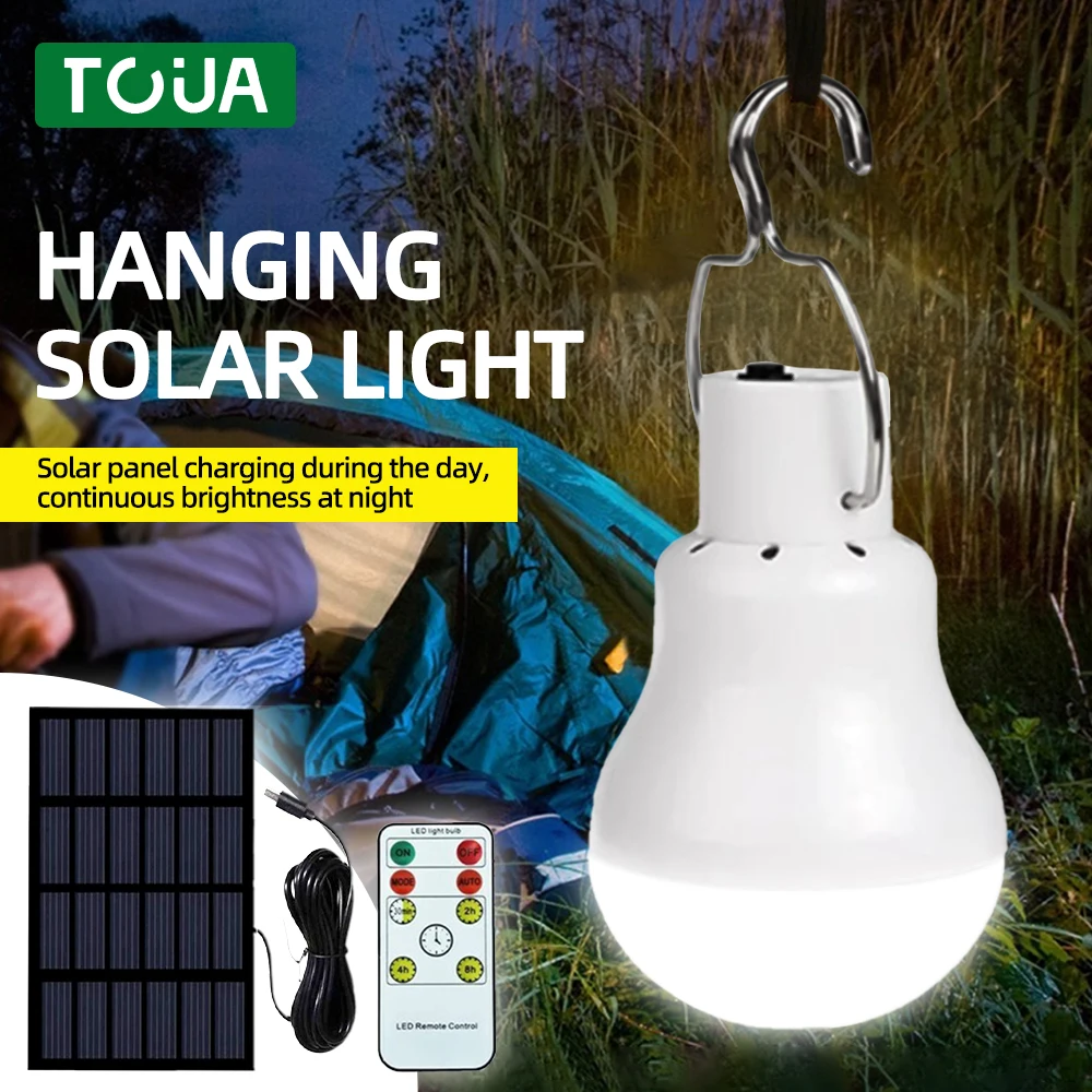 Solar-Powered-Lamp-Remote-Control-Waterproof-USB-Charged-Hanging ...