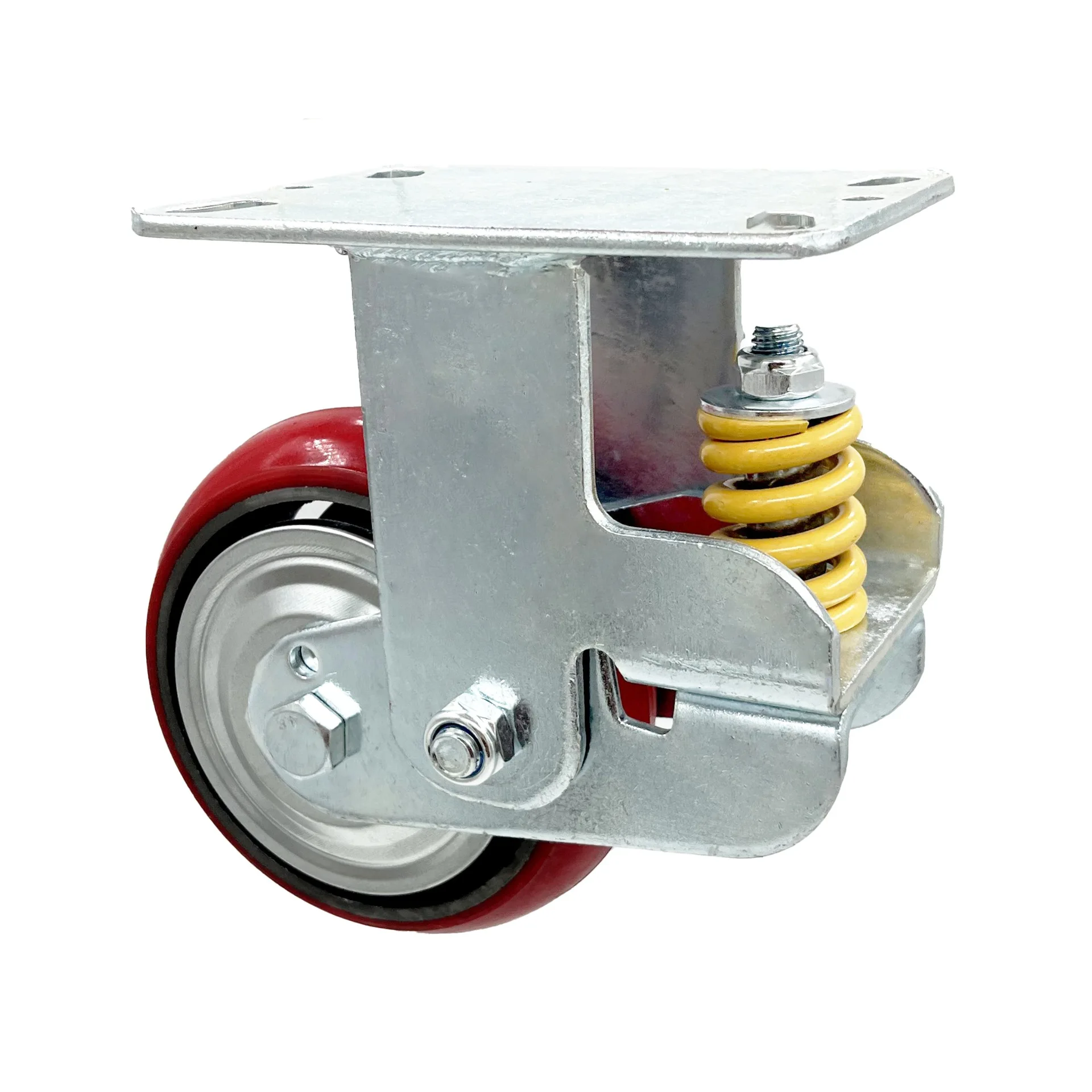 Heavy-Duty Spring Shock-Absorbing Casters Wear-resistant PU iron core ...
