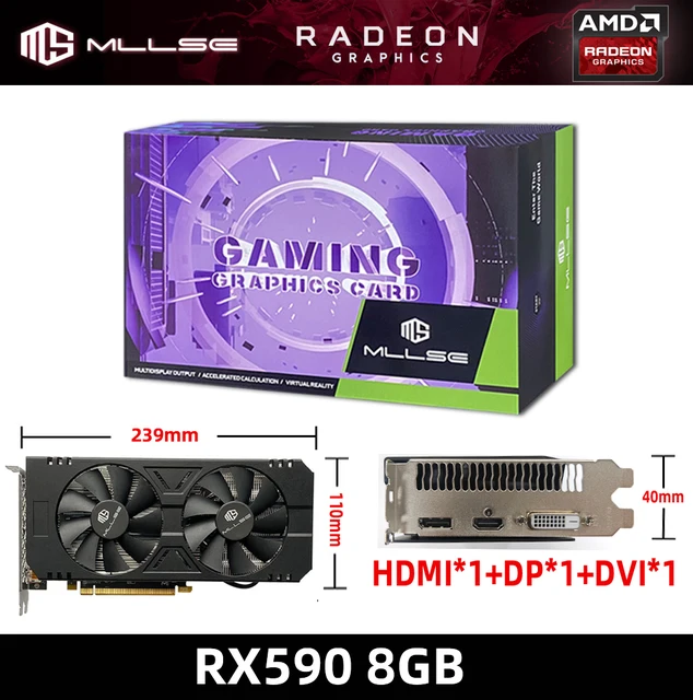 MLLSE AMD RX 590 GME 8GB Placa De Video Gaming Graphics Card GDDR5 ...