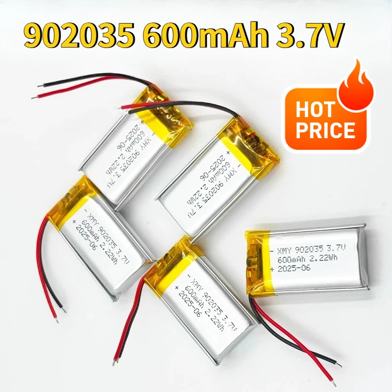 902035 3.7V 600mAh 2-20pcs Lithium Polymer LiPo Rechargeable Battery ...