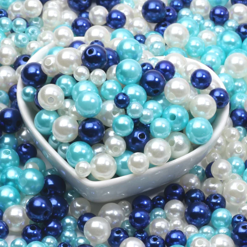 20G 6-10mm Royal Blue Color Series 6-10mm Round Acrylic Imitation Pearl ...