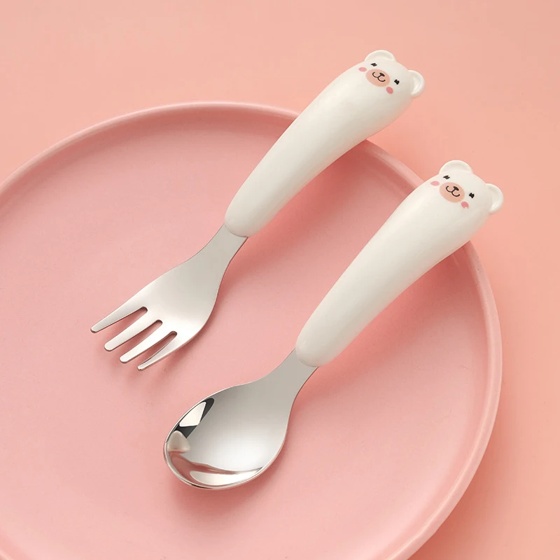 Cute-Baby-Spoon-and-Forks-Set-Baby-Feeding-Spoon-Silicone-Cutlery-for ...