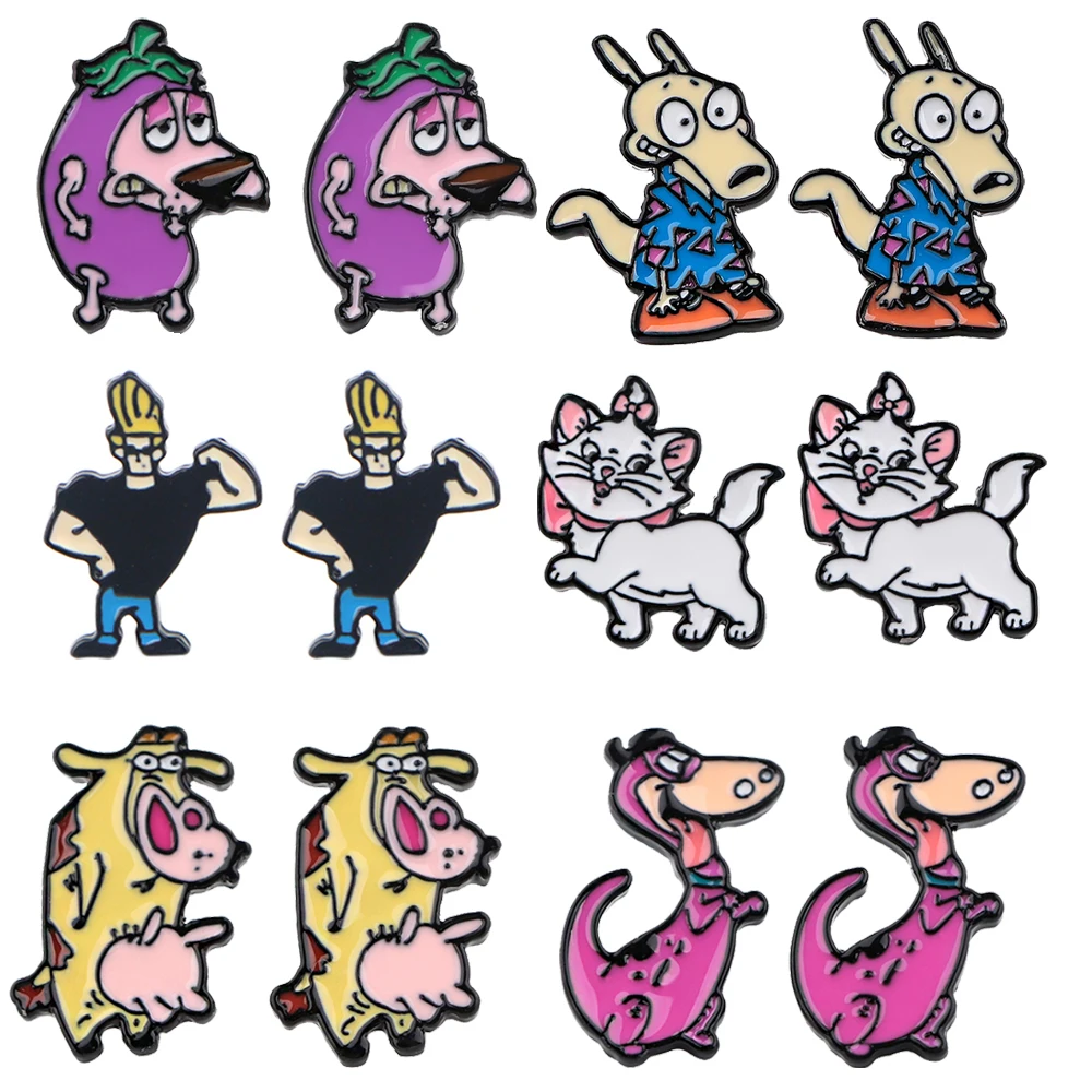Vintage Cartoon Cute Studs Earrings For Womans Stainless Steel Piercing ...