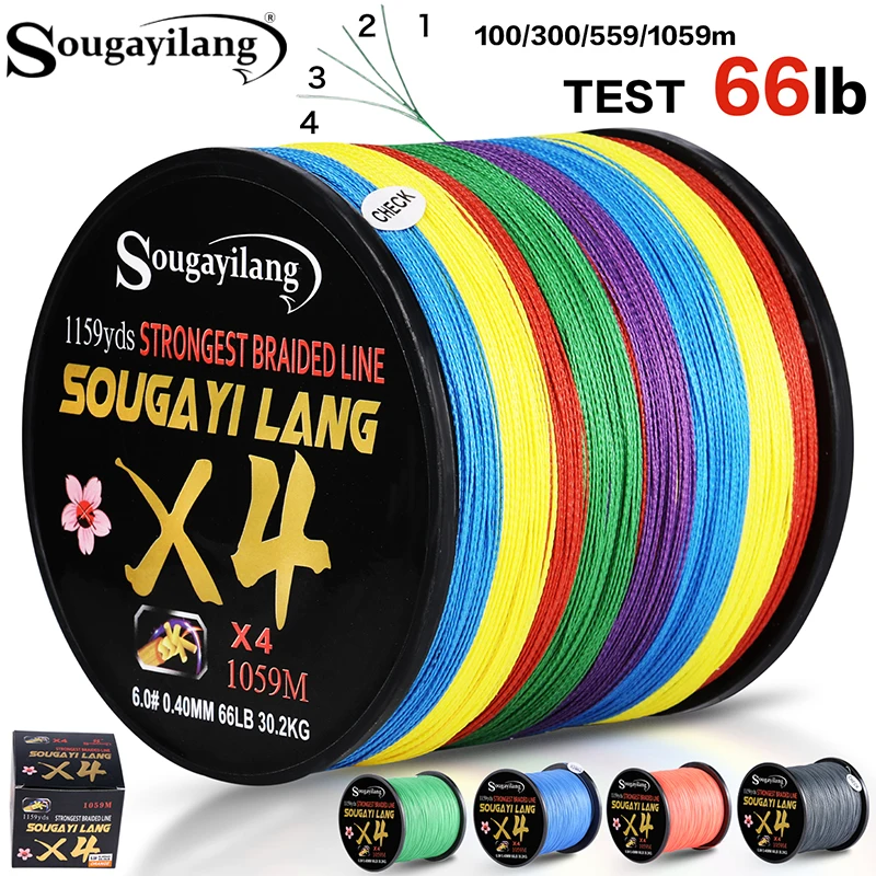Sougayilang-4-Strands-PE-Braided-Fishing-Line-100M-300M-559M-1059M-18-66LB-Multifilament-Fishing ...