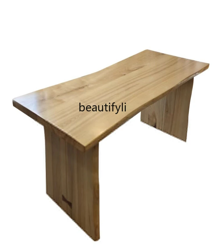 White-Wax-Wood-Log-Style-Large-Board-Dining-Table-Designer-Simple-Solid ...